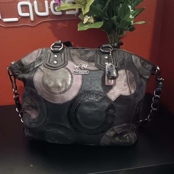 Coach | Bags | Coach Madison Claire Op Art Sig Inlaid Leather Shoulder ...